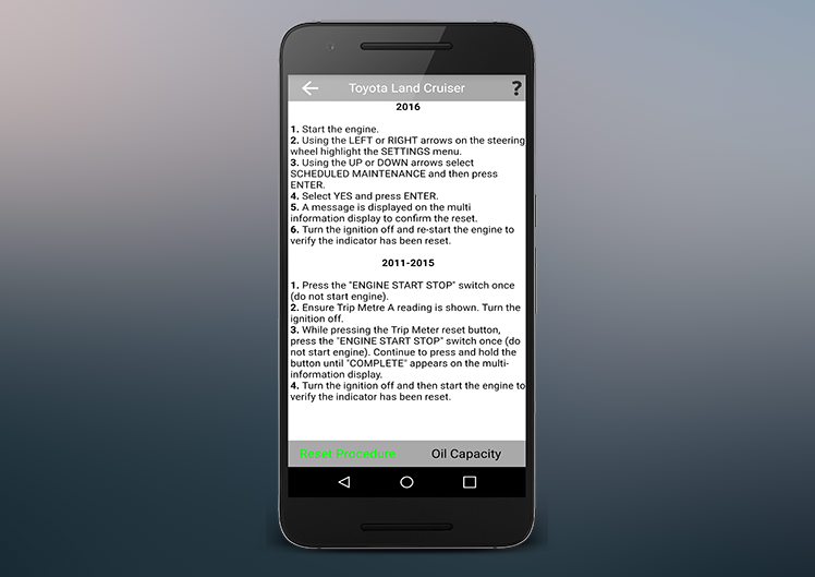 Oil Reset App